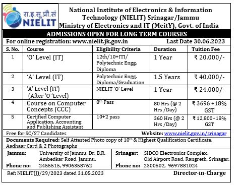 NIELIT Long Term Training Programs | Government of India : National ...