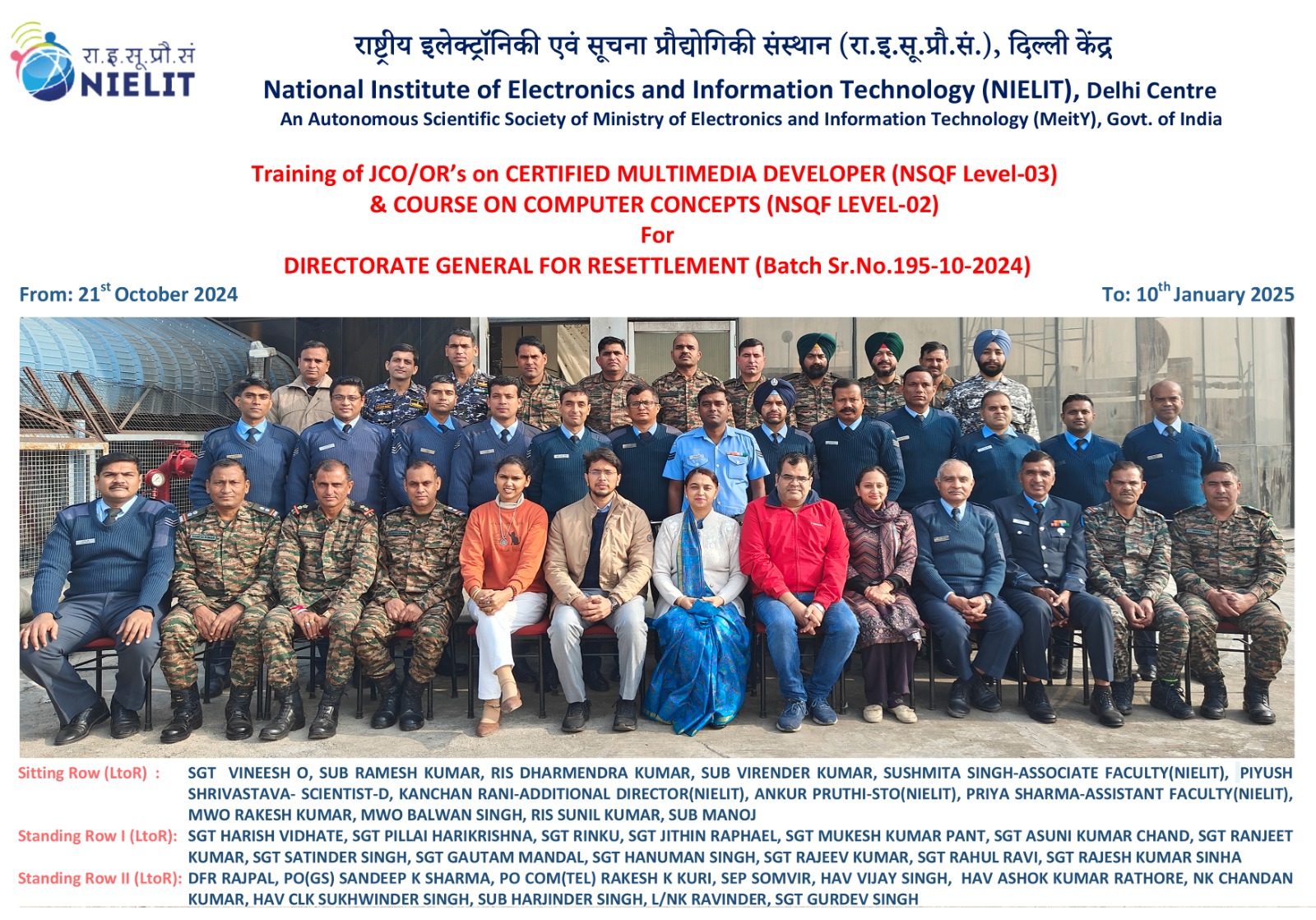 Valedictory Programme for DGR CMD and CCC Batch | Government of India : National Institute of ...